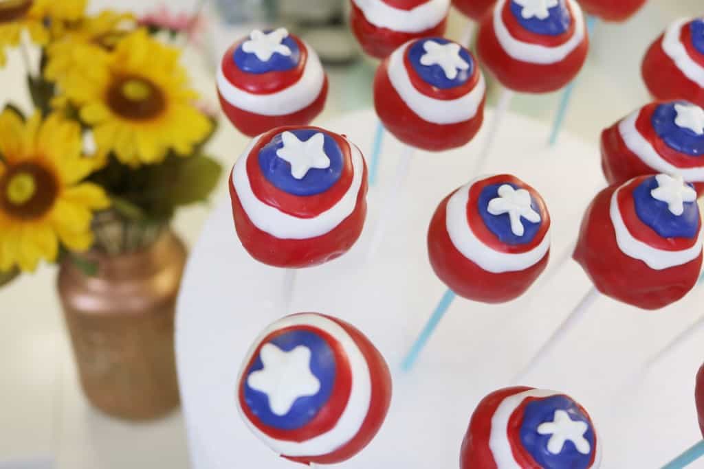 Captain America Cake Pops - Pretty Little Bakers